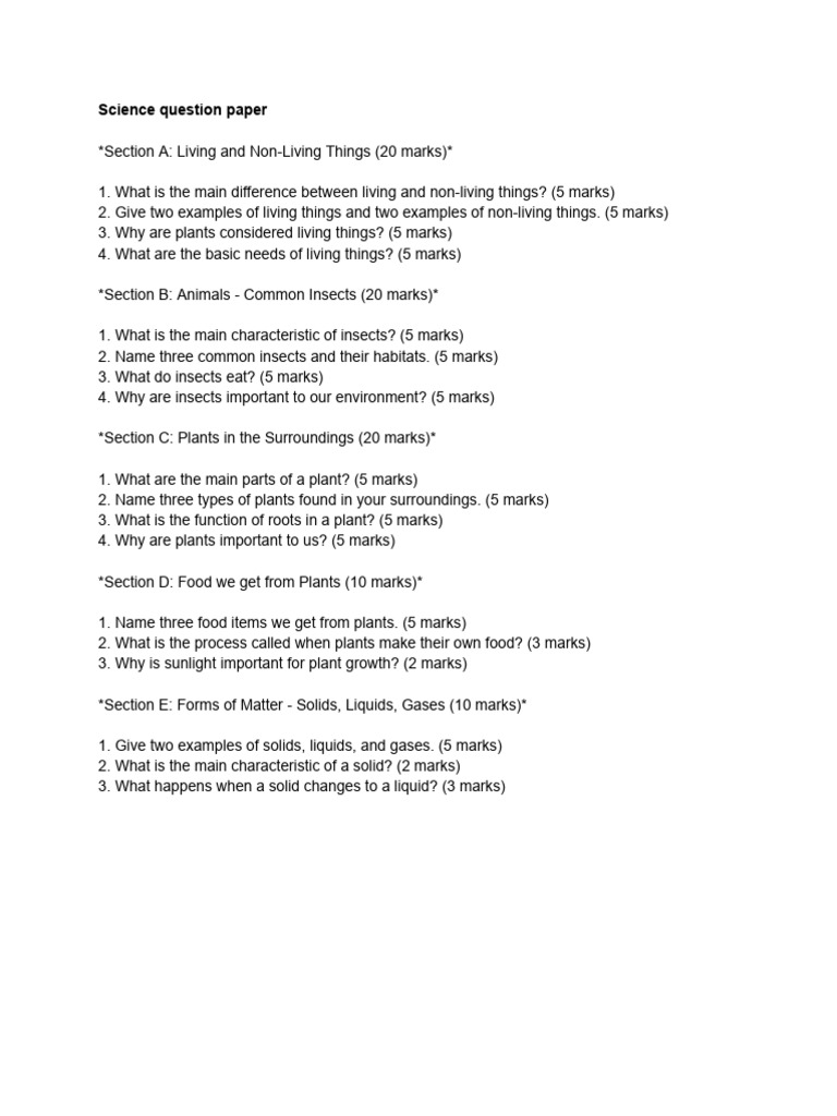 Science Question Paper | PDF