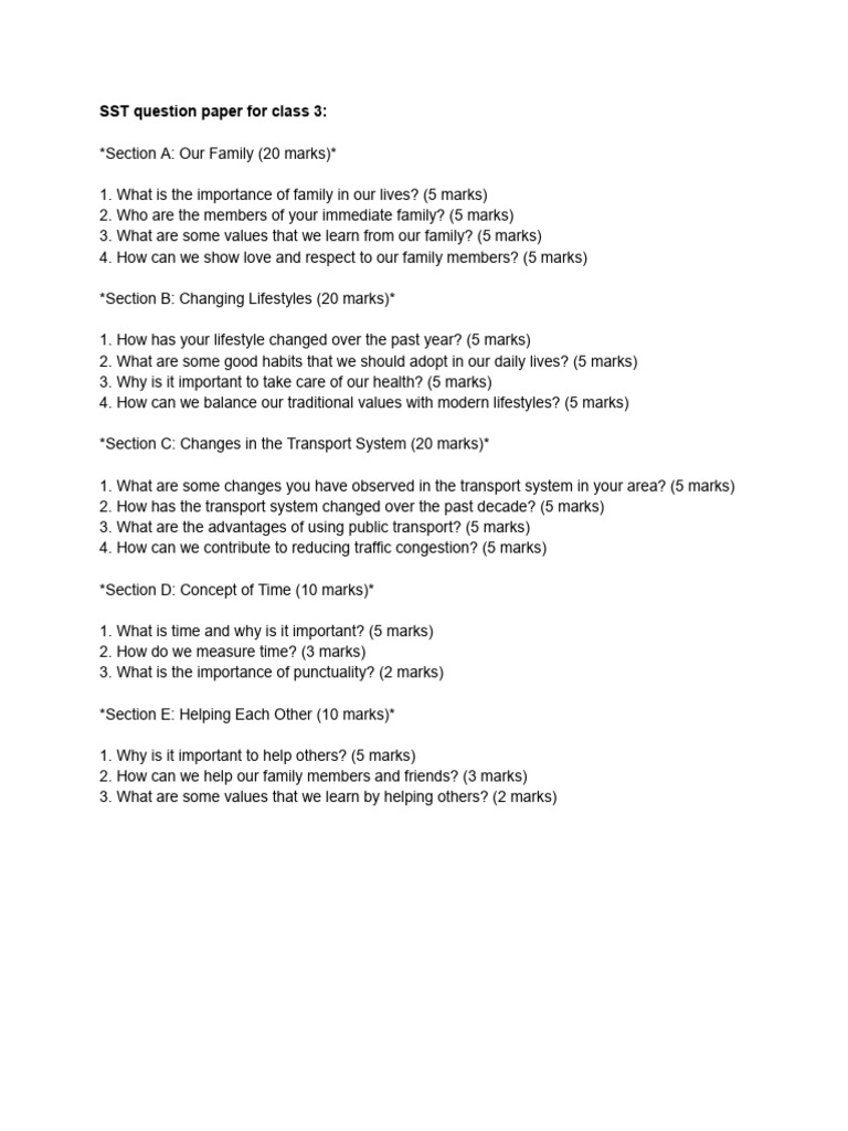 SST Question Paper | PDF