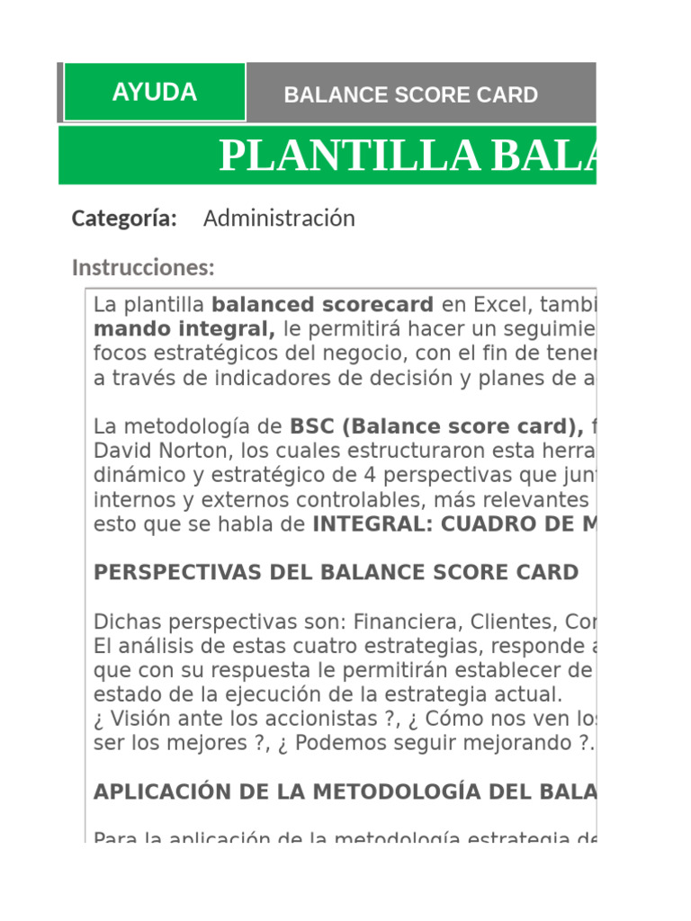 Template Balance Score Card | PDF