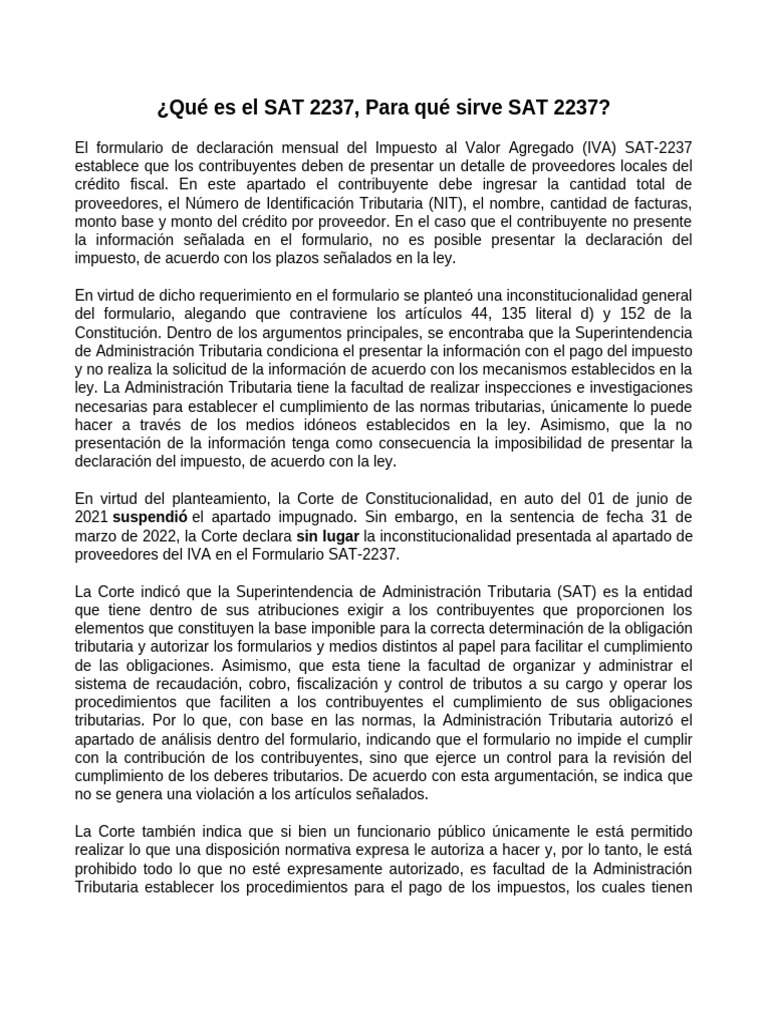 Qué Es El SAT 2237 | PDF | Justicia | Negocios