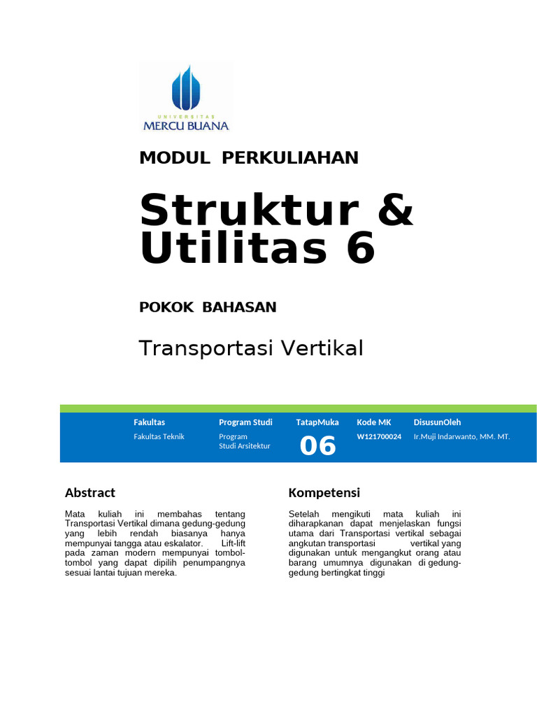Modul 06 SU 6 Transportasi Vertikal | PDF