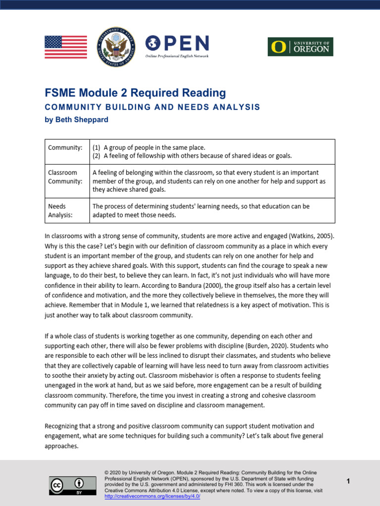 Building Community and Analysis Needs | PDF