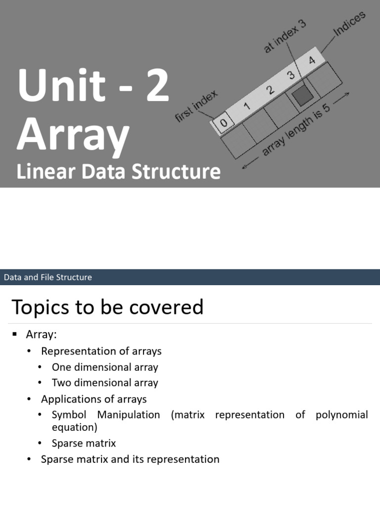 Unit 2 Array Representation Pdf Computer Programming Computer Data