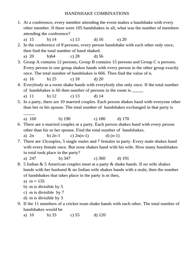 Handshake Combinations | PDF