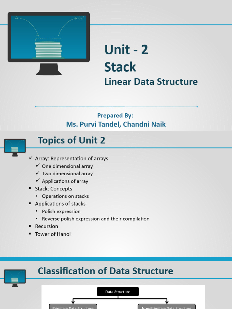 Unit-1 Stack Concepts and Operations On Stacks - PPSX | PDF