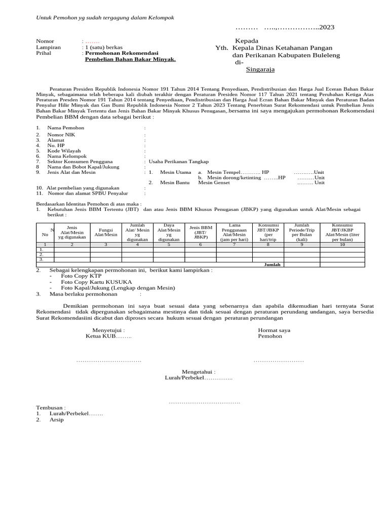 Surat Permohonan BBM | PDF