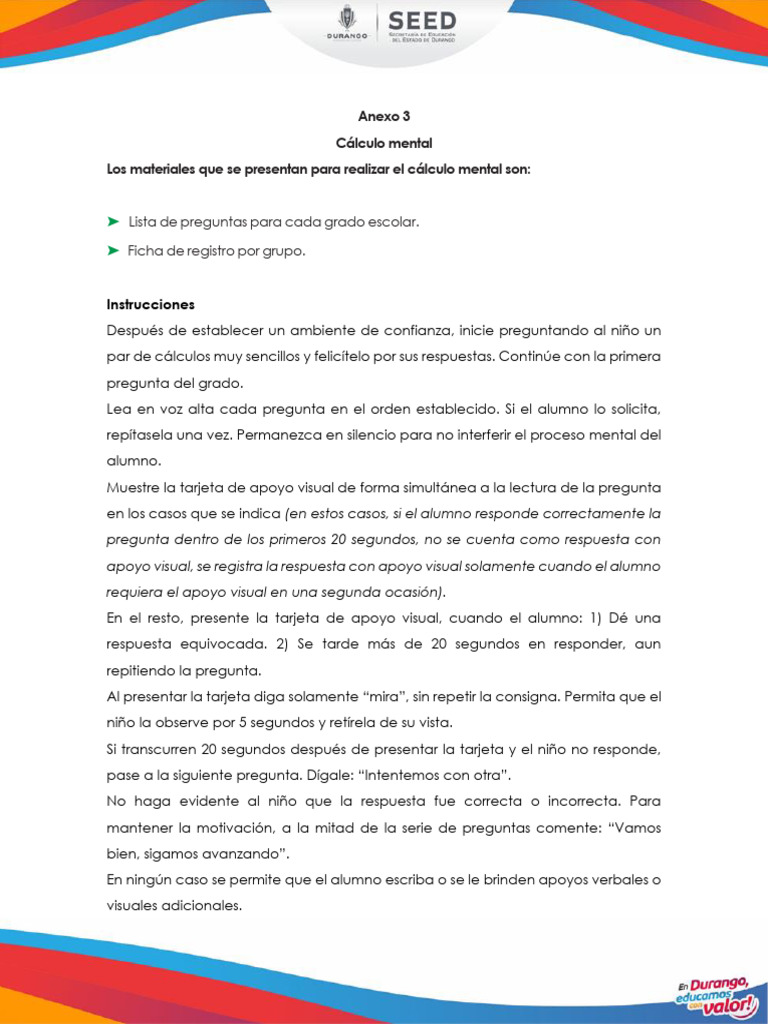 Anexo 3. Cálculo Mental | PDF