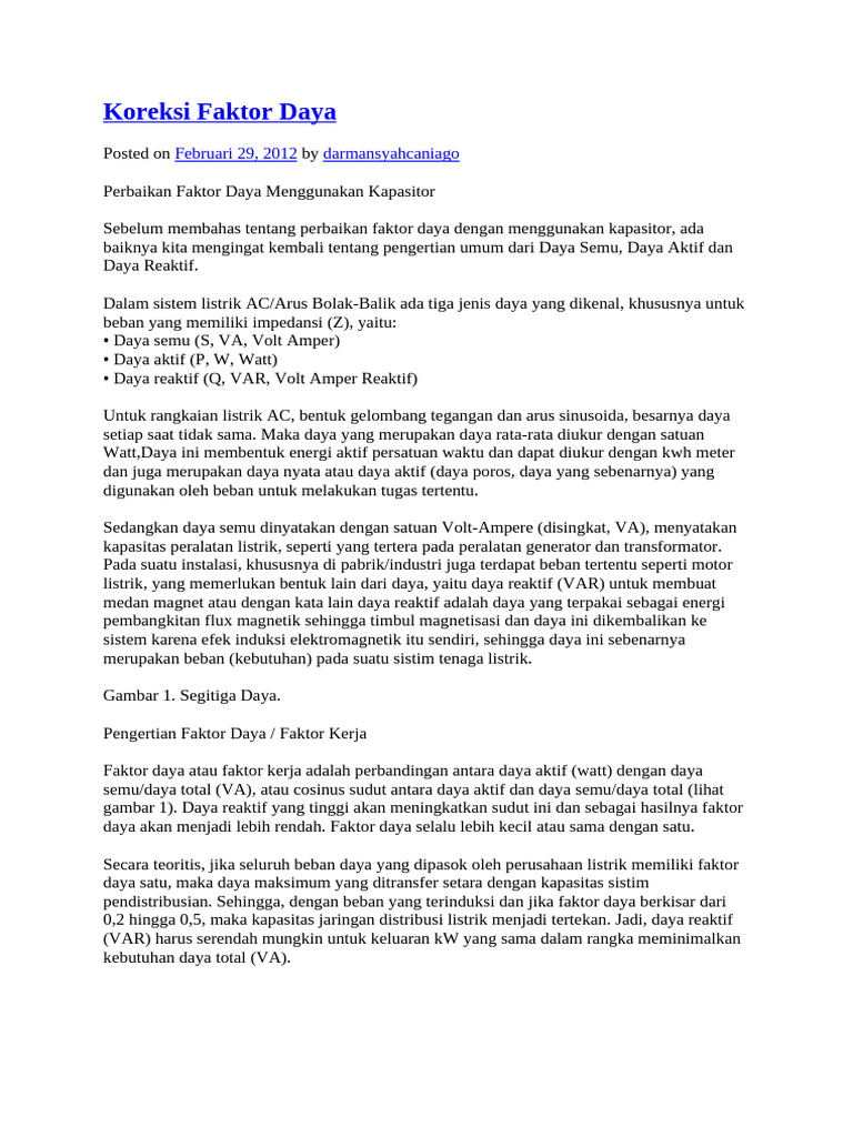Koreksi Faktor Daya | PDF