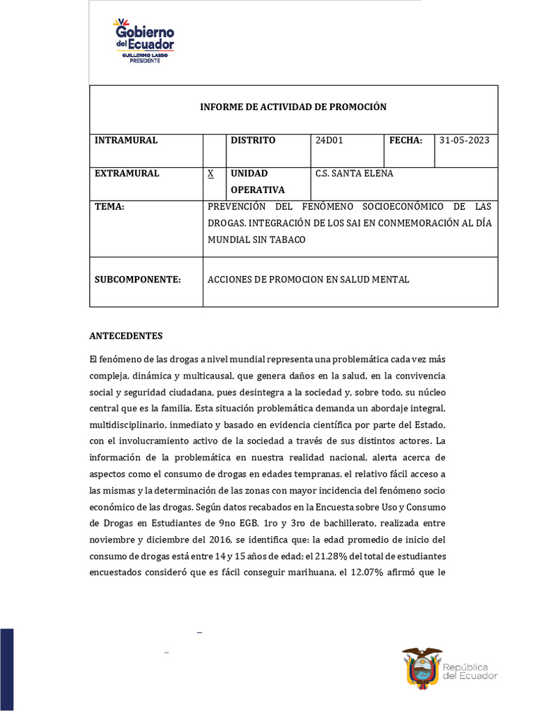 MAYO 31 DÃ - A MUNDIAL SIN TABACO INTEGRACIÃ - N INTERSECTORIAL SAIS-signed | PDF