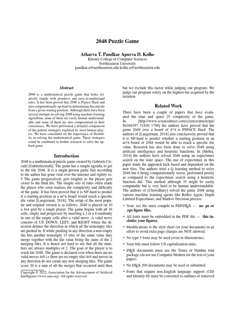 AAAI Press LaTeX Template | PDF