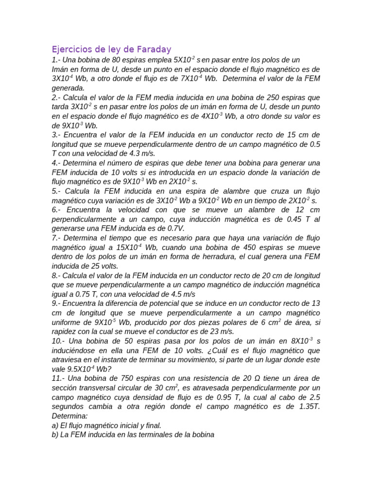 Ejercicios de Ley de Faraday | PDF