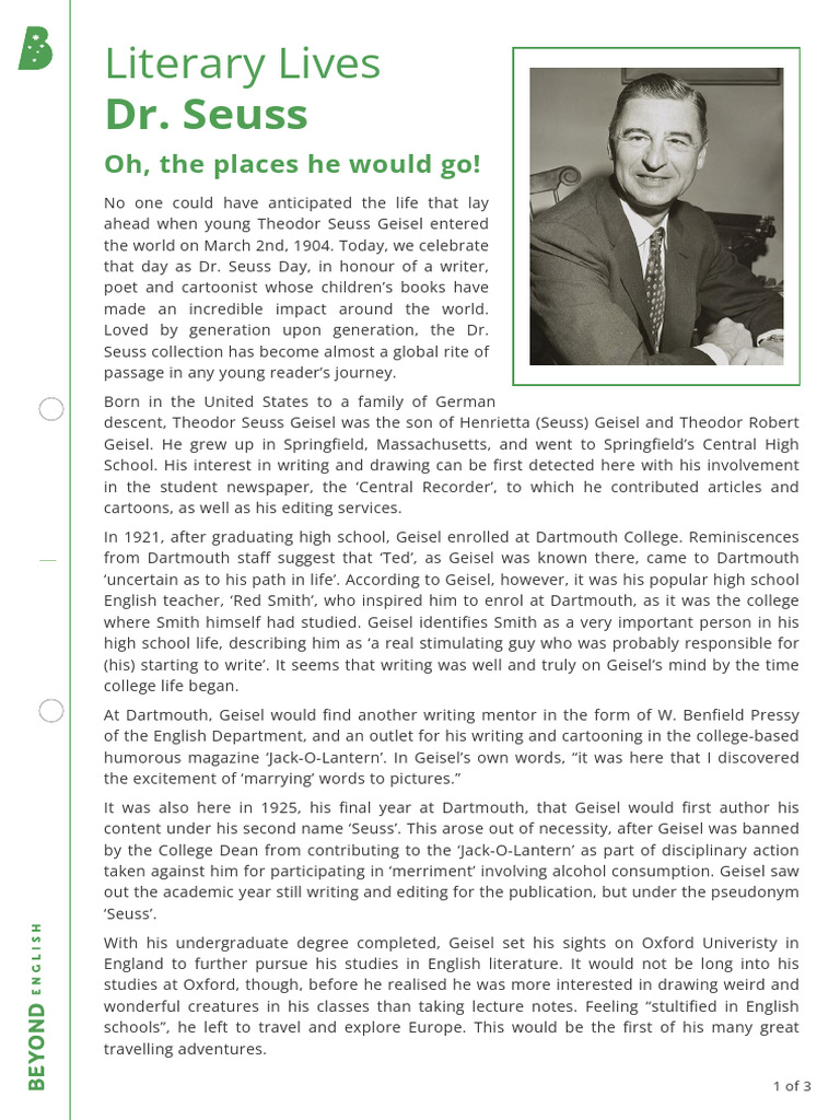 Dr Seuss Reading Comprehension | PDF