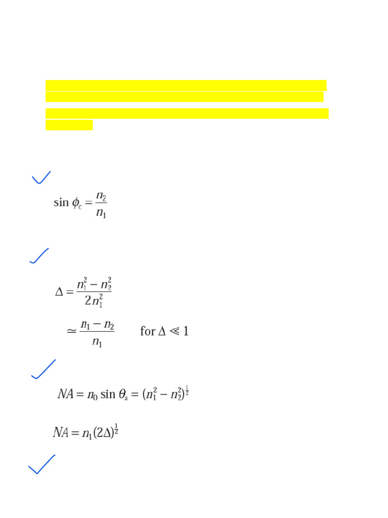 Formula Sheet | PDF | Dispersion (Optics) | Optical Fiber