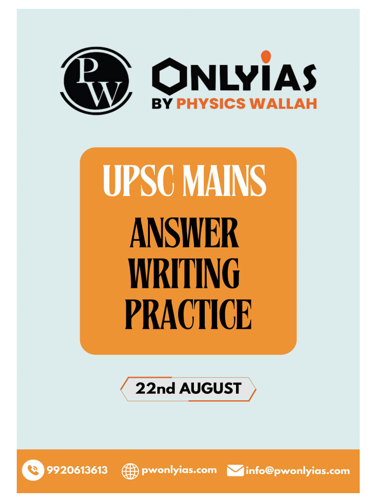 DAY 2 - MAINS Answer Writing Practice (22 August) | PDF