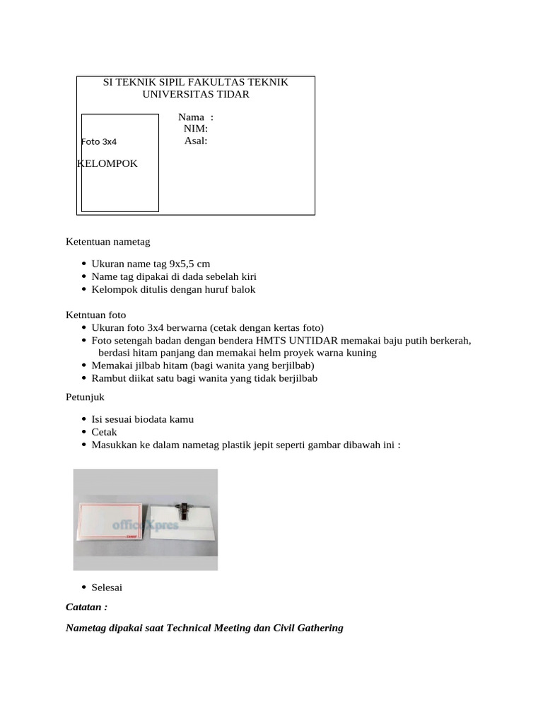 FORMAT NAMETAG CIVIL GATHERING-dikonversi | PDF