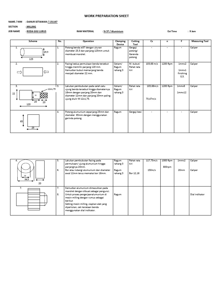 Contoh Pembuatan Work Preparation Sheet | PDF