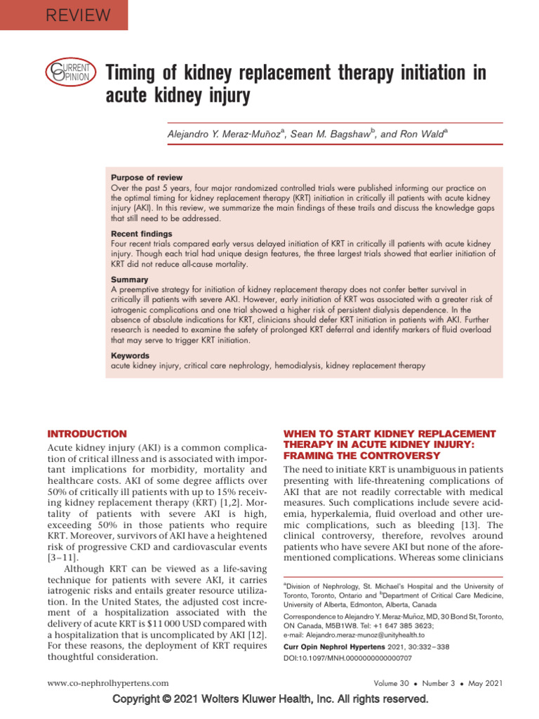 Timing of Kidney Replacement Therapy Initiation In.10 | PDF