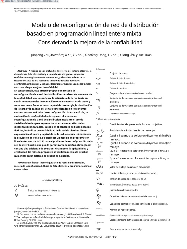 Mixed-Integer Linear Programming Based Distribution Network Reconfiguration Model Considering ...