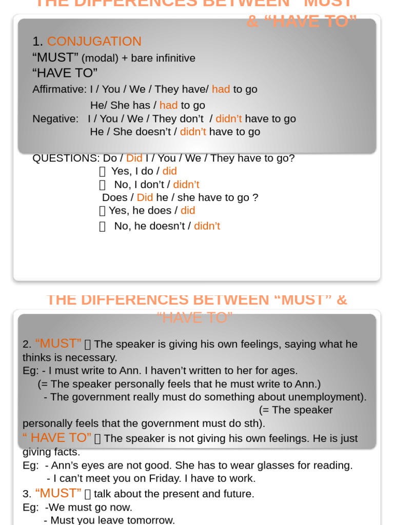 Must Have To Differences | PDF