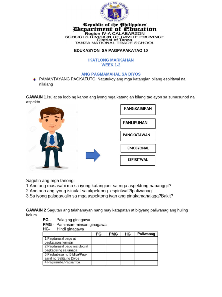 ESP10 Q3 Activities Week 1 2 | PDF