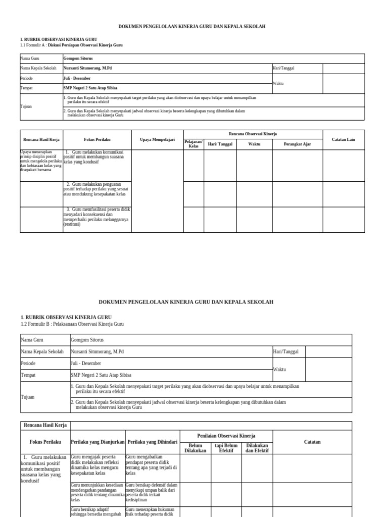 FORM - Observasi Guru Di PMM | PDF