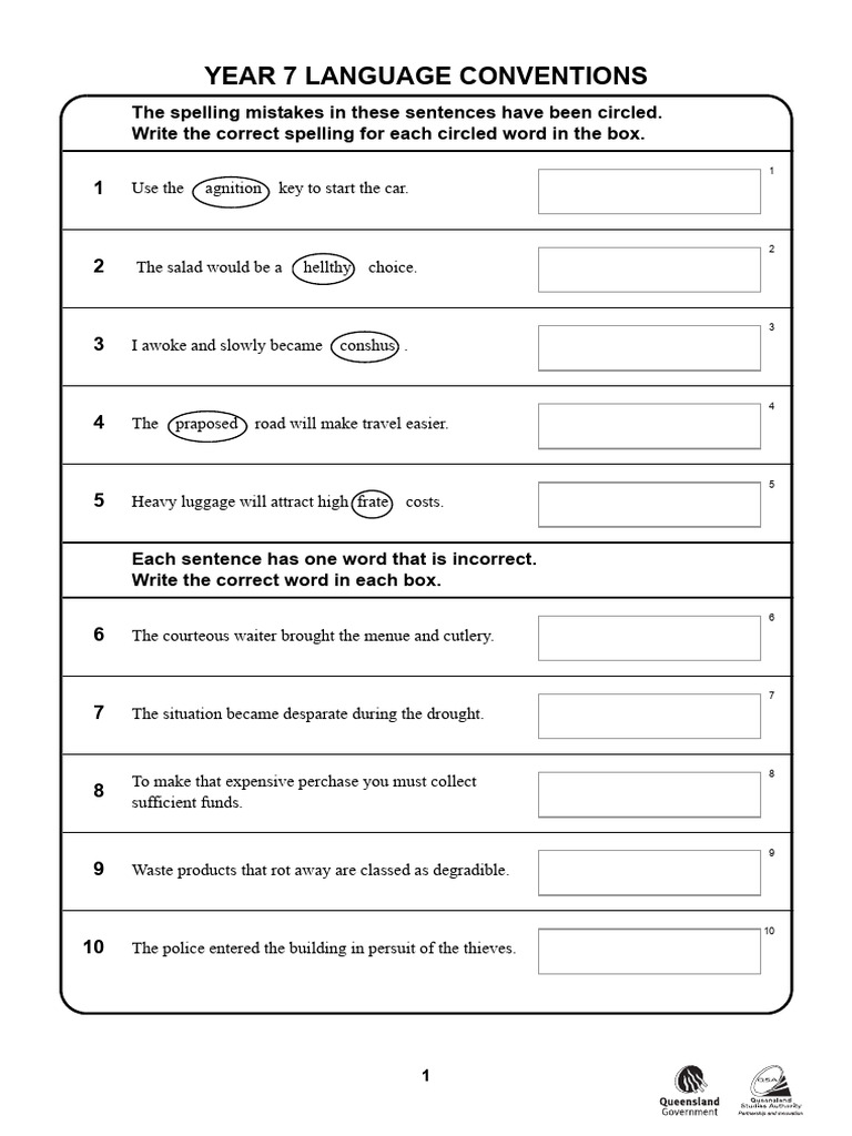 2 Year 7 Language Conventions | PDF