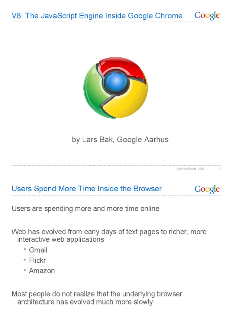 V8: The Javascript Engine Inside Google Chrome: by Lars Bak, Google ...