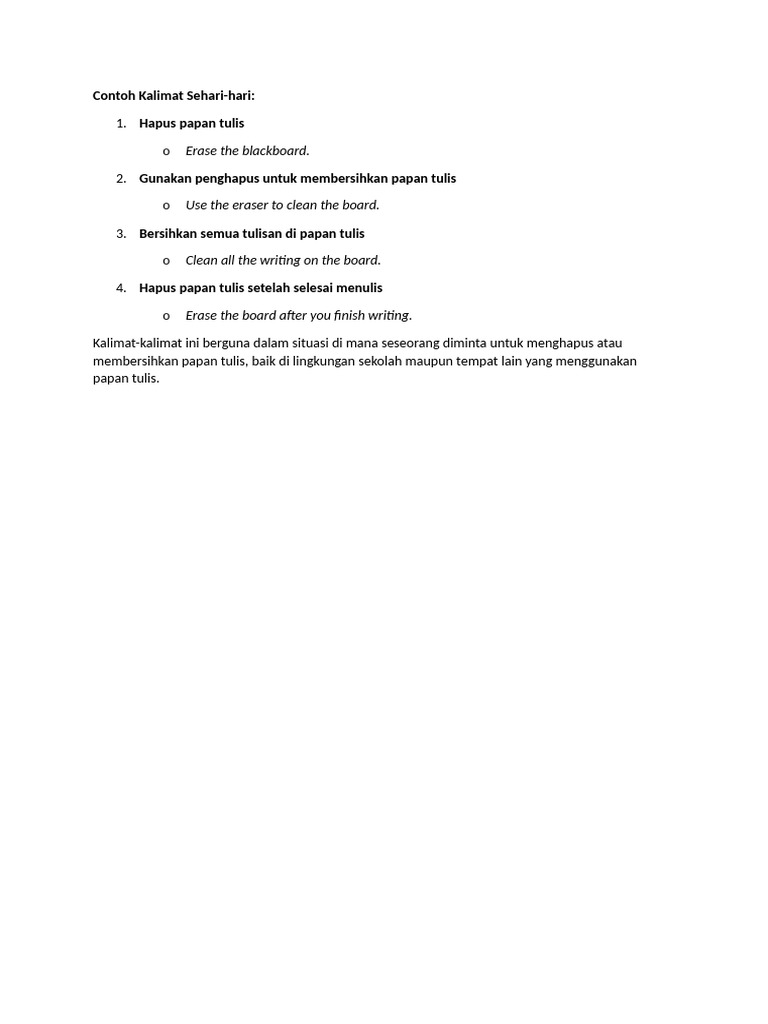 Contoh Kalimat Sehari 2 | PDF