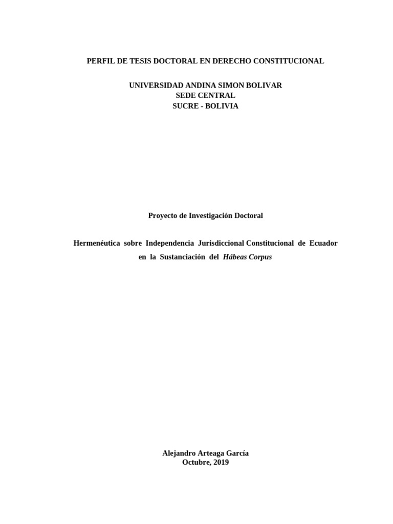 Proyecto de Tesis Doctoral Alejandro Arteaga García (Normas APA) | PDF