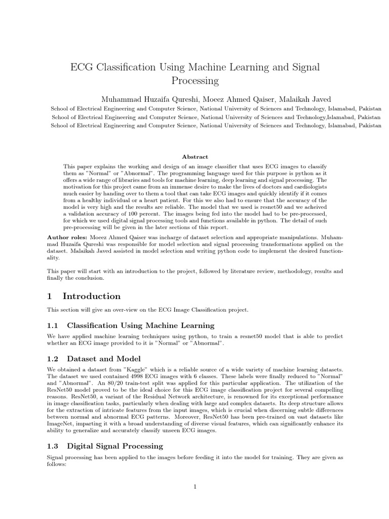 DSP ECG Classification Project Report | PDF
