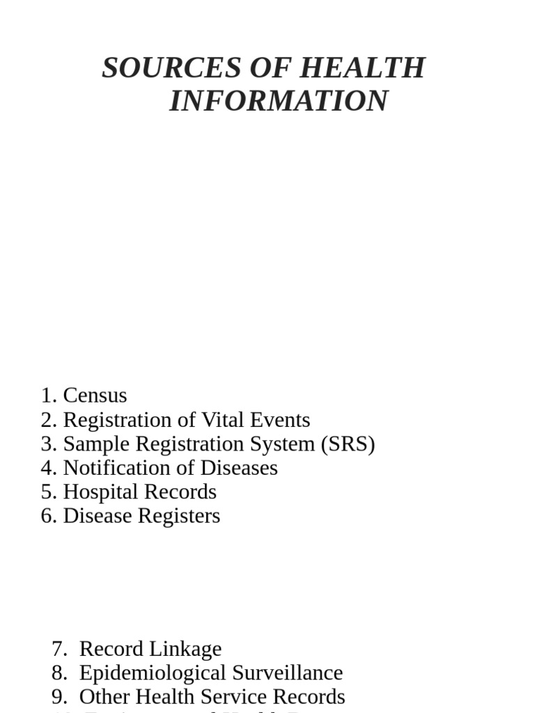 Key Sources of Health Information | PDF | Census | Social Science