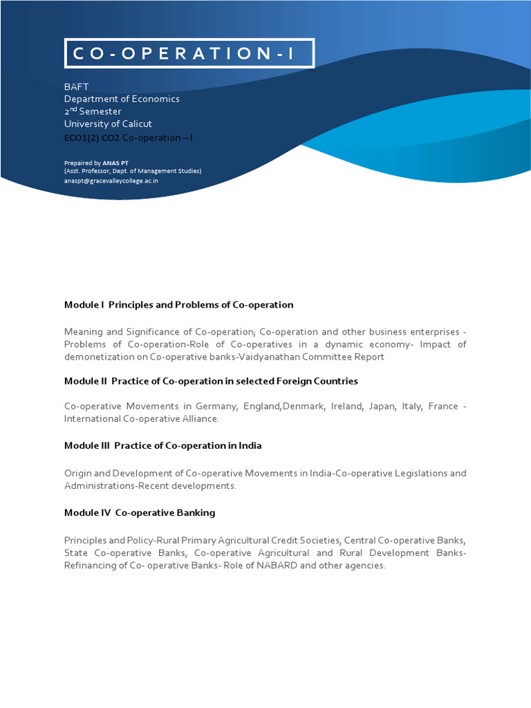 BAFT Cooperation I Text Book | PDF