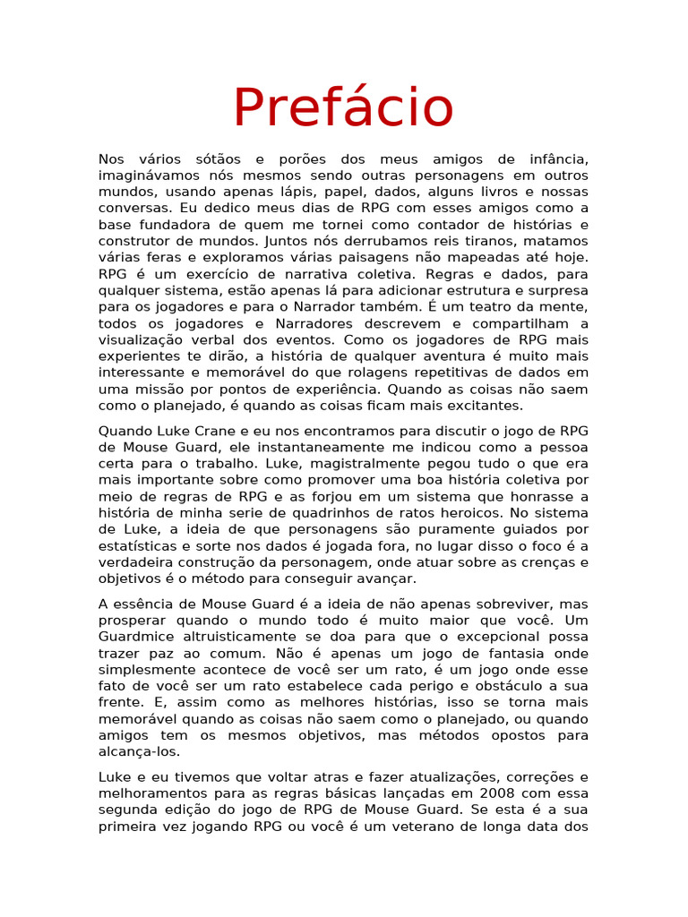 Mouseguard 1 Prefácio | PDF