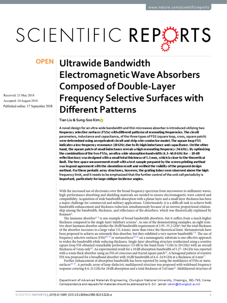 Ultrawide Bandwidth Electromagnetic Wave Absorbers Composed of Double ...