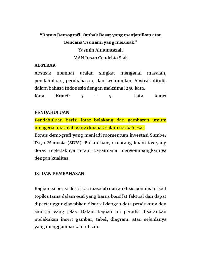 Format Penulisan Esai | PDF