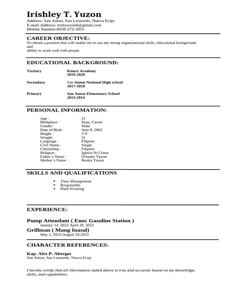 Irish Resume | PDF