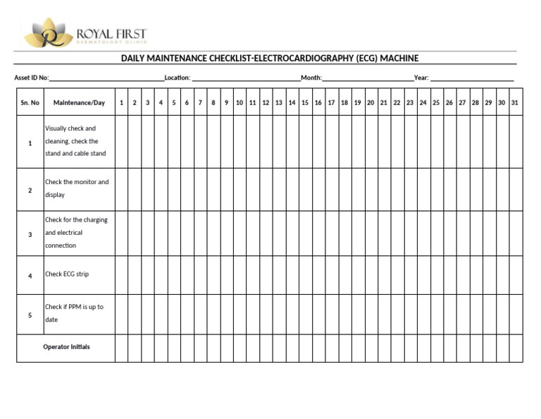 Daily Maintenance Checklist - ECG | PDF