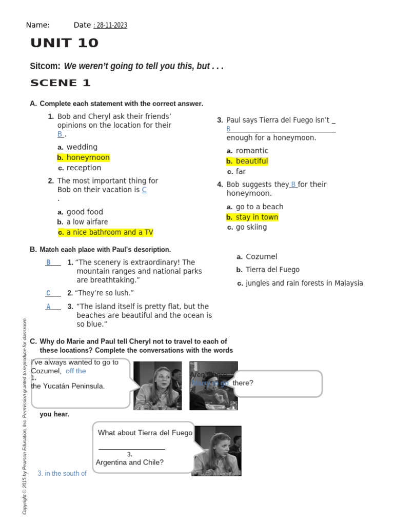 UNIT 10 TV Activity Worksheets | PDF