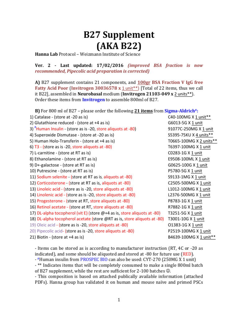 HANNA LAB B27 - Supplement | PDF
