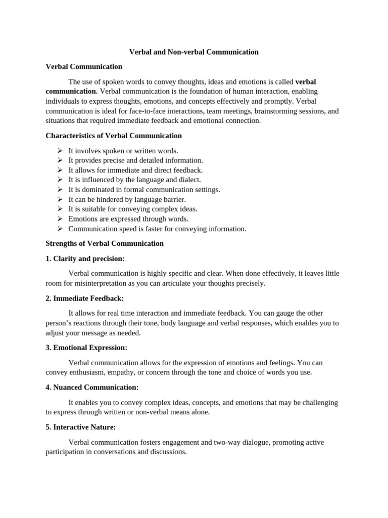 Verbal and Non-Verbal Communication | PDF