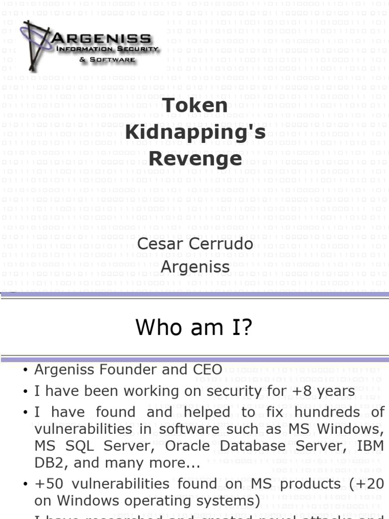 DEFCON 18 Cerrudo Token Kidnapping Revenge | PDF