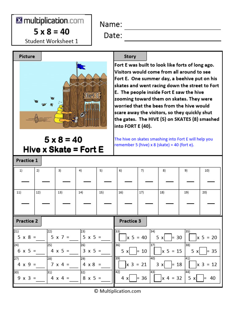 Name: Date:: 5 5 5 5 X X X x8 8 8 8 4 4 4 40 0 0 0 | PDF