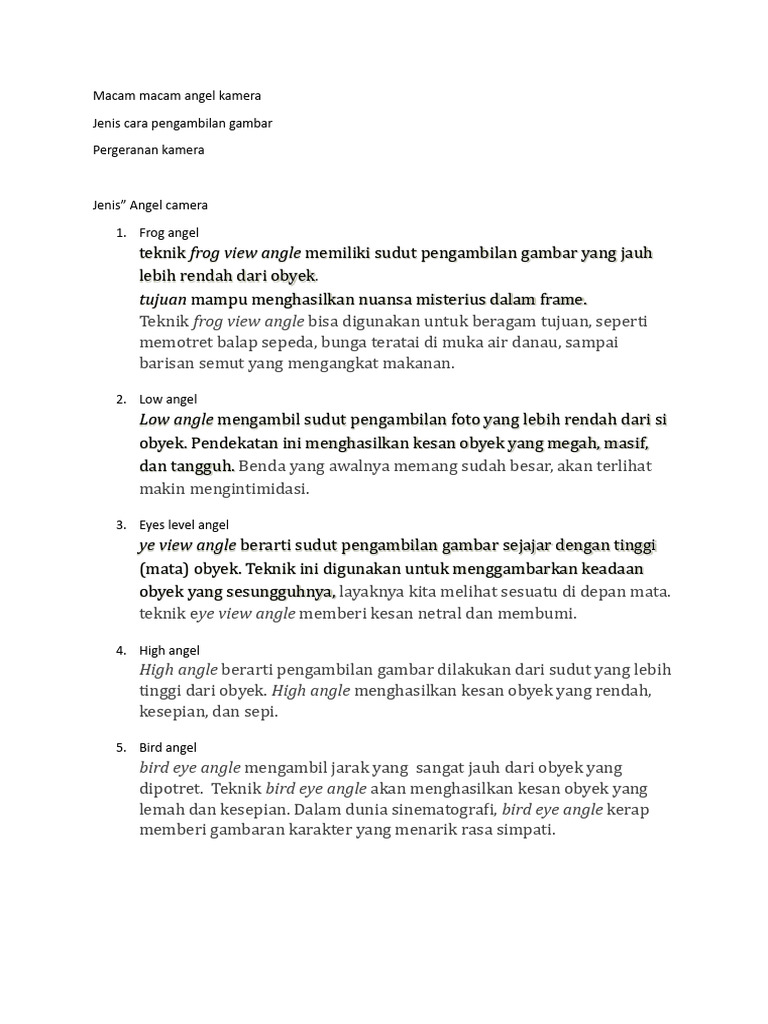Macam Macam Angel Kamera | PDF