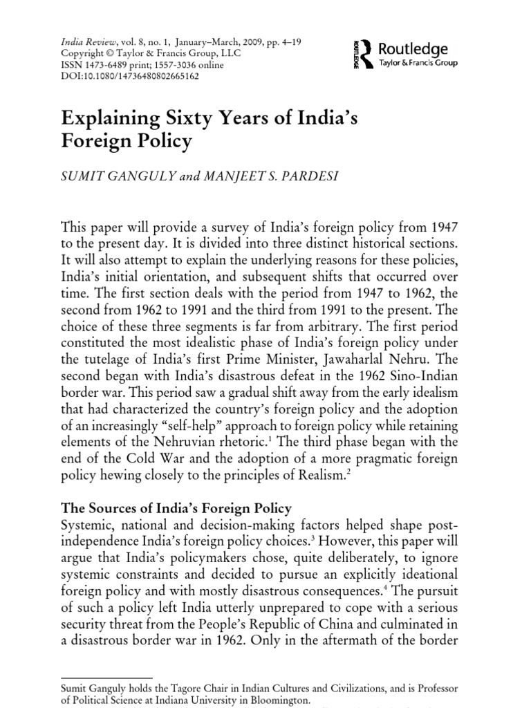 India's Foreign Policy 60 Yrs | PDF | Jawaharlal Nehru | Non Aligned ...