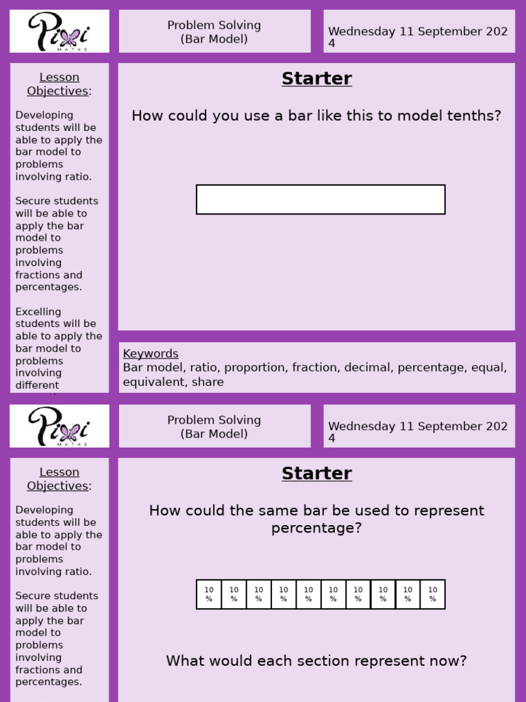Bar Model PixiPPt | PDF | Ratio | Percentage