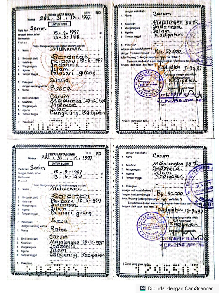 Buku Nikah Pak Erwin | PDF