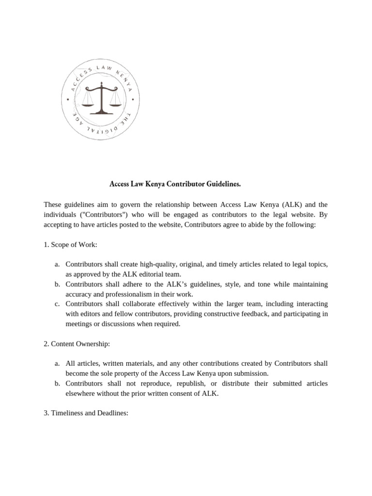 Access Law Kenya Contributor Guidelines | PDF