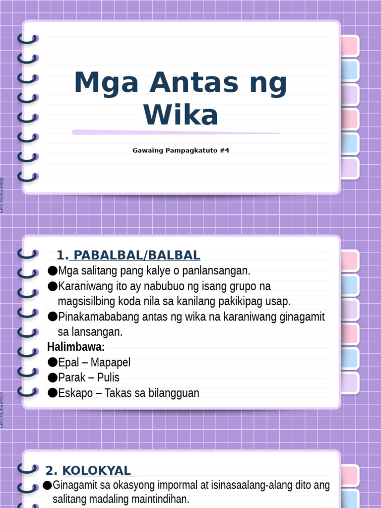 Las 4 Mga Antas NG Wika | PDF