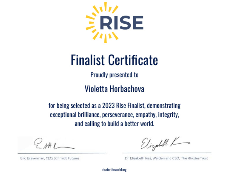 Rise Finalist Certificate | PDF