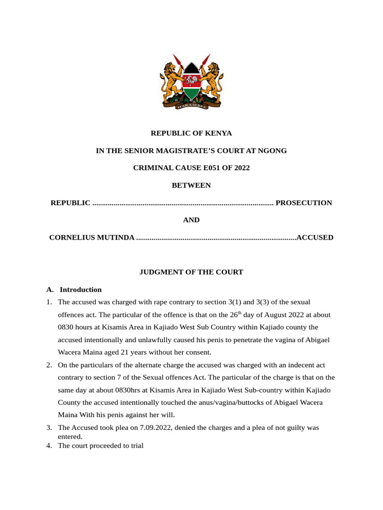 REPUBLIC OF KENYA Judgment | PDF
